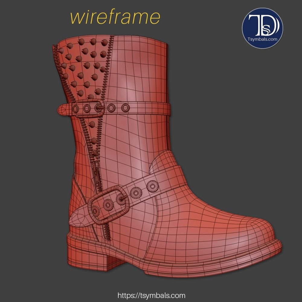 3d Boots • Footwear 3D model wireframes • Tsymbals Design