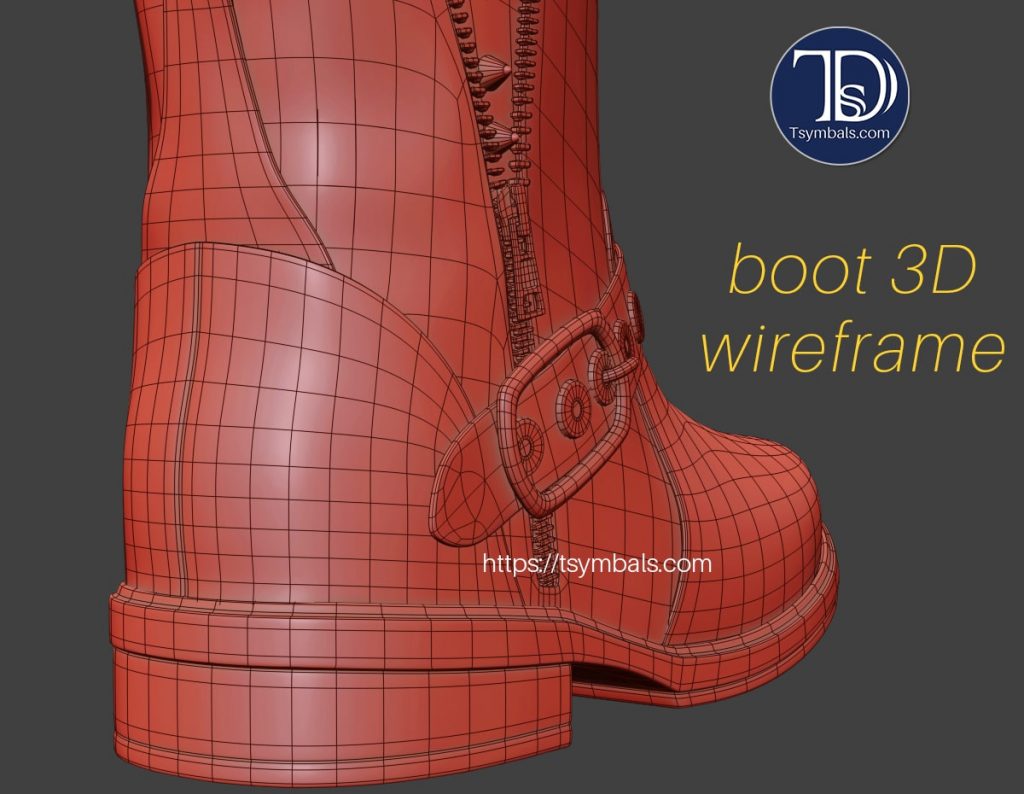 3d Boots • Footwear 3D model wireframes • Tsymbals Design