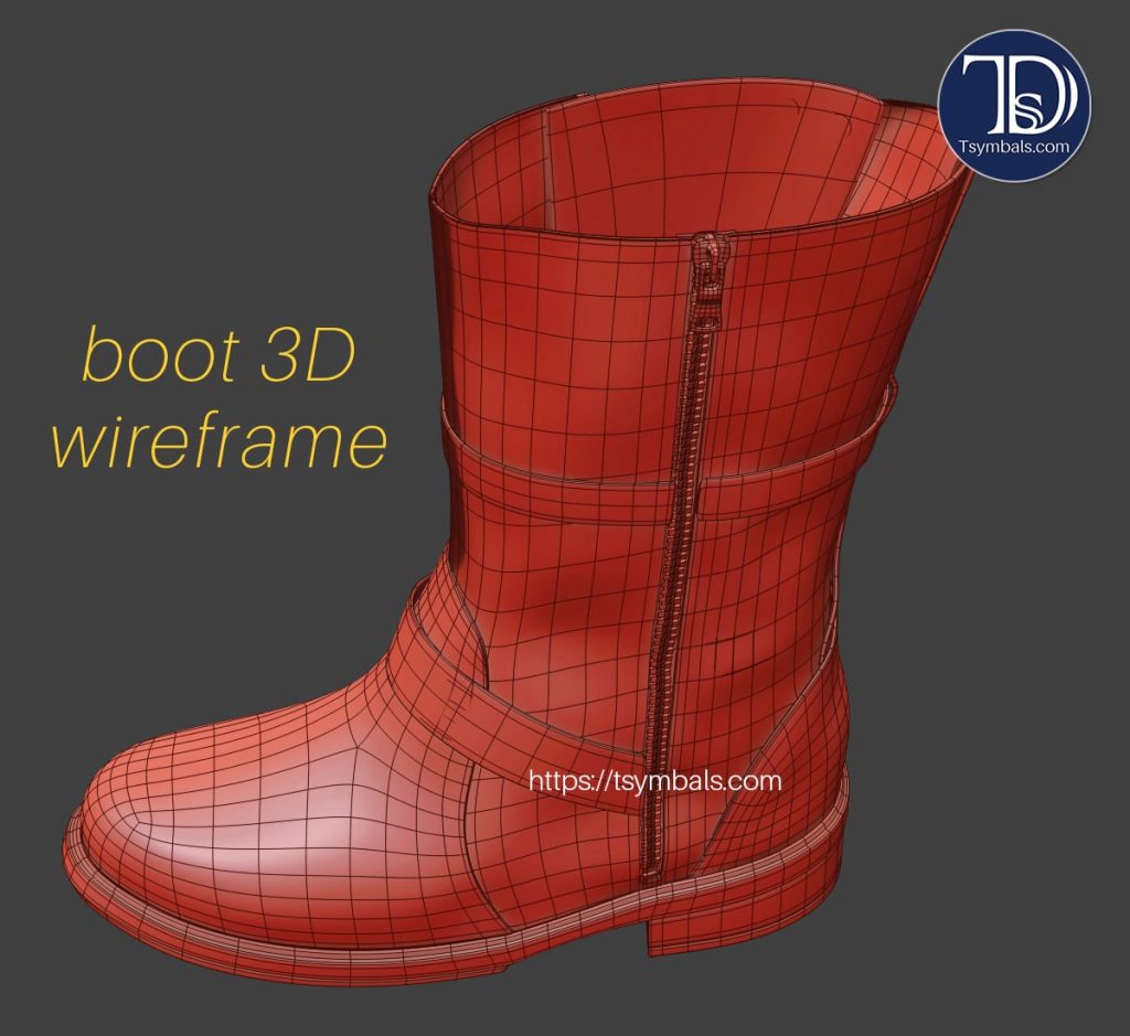 3d Boots • Footwear 3D model wireframes • Tsymbals Design