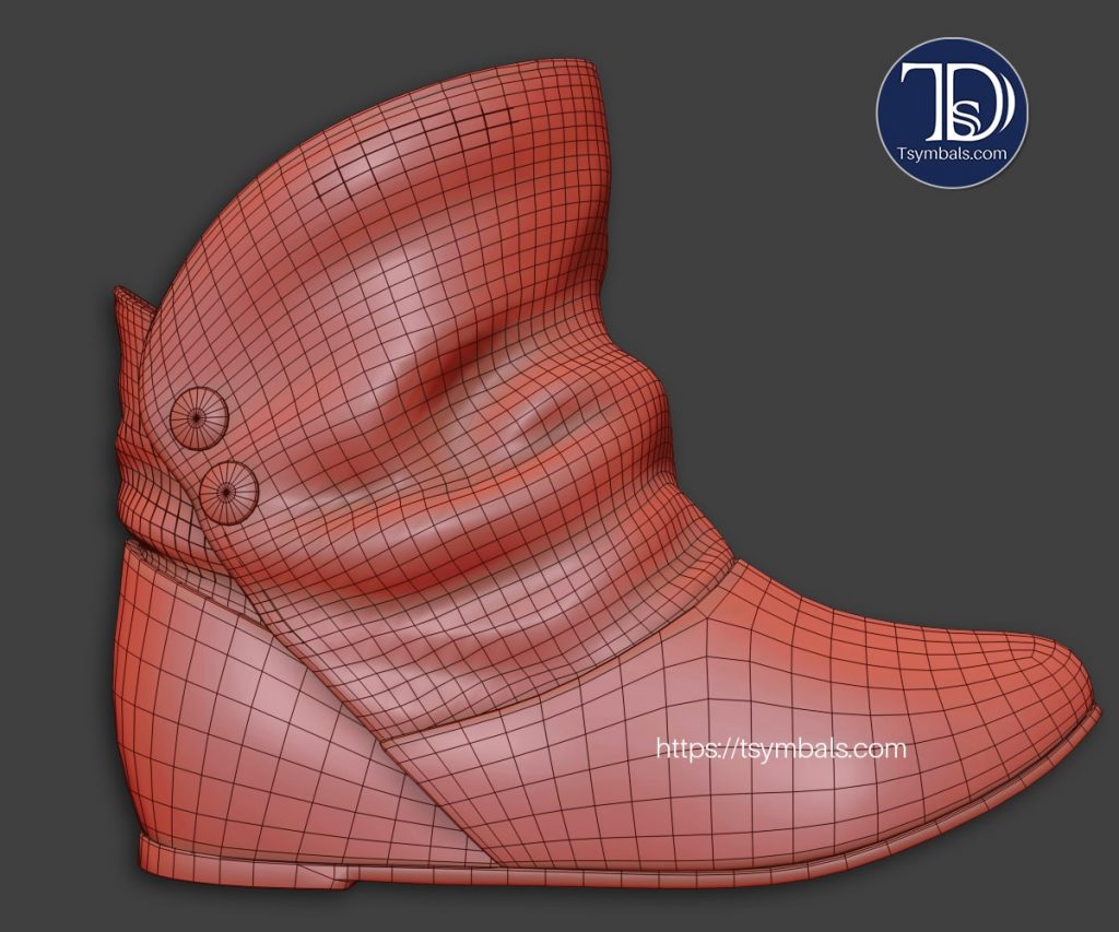 3d Boots • Footwear 3D model wireframes • Tsymbals Design