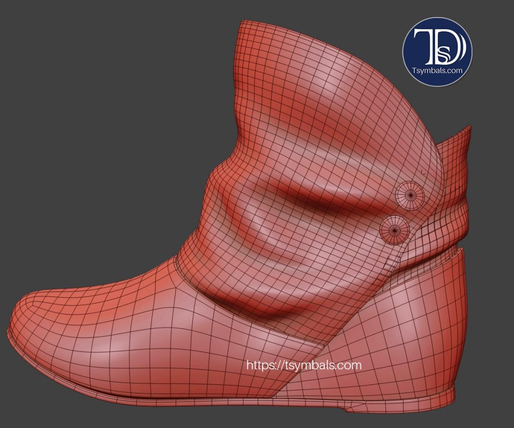 3d Boots • Footwear 3D model wireframes • Tsymbals Design